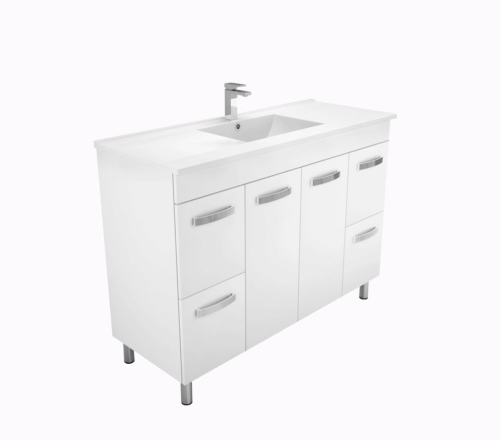 1200 Quadra LEGS Vanity, Slimline Ceramic Top – Better Bathrooms