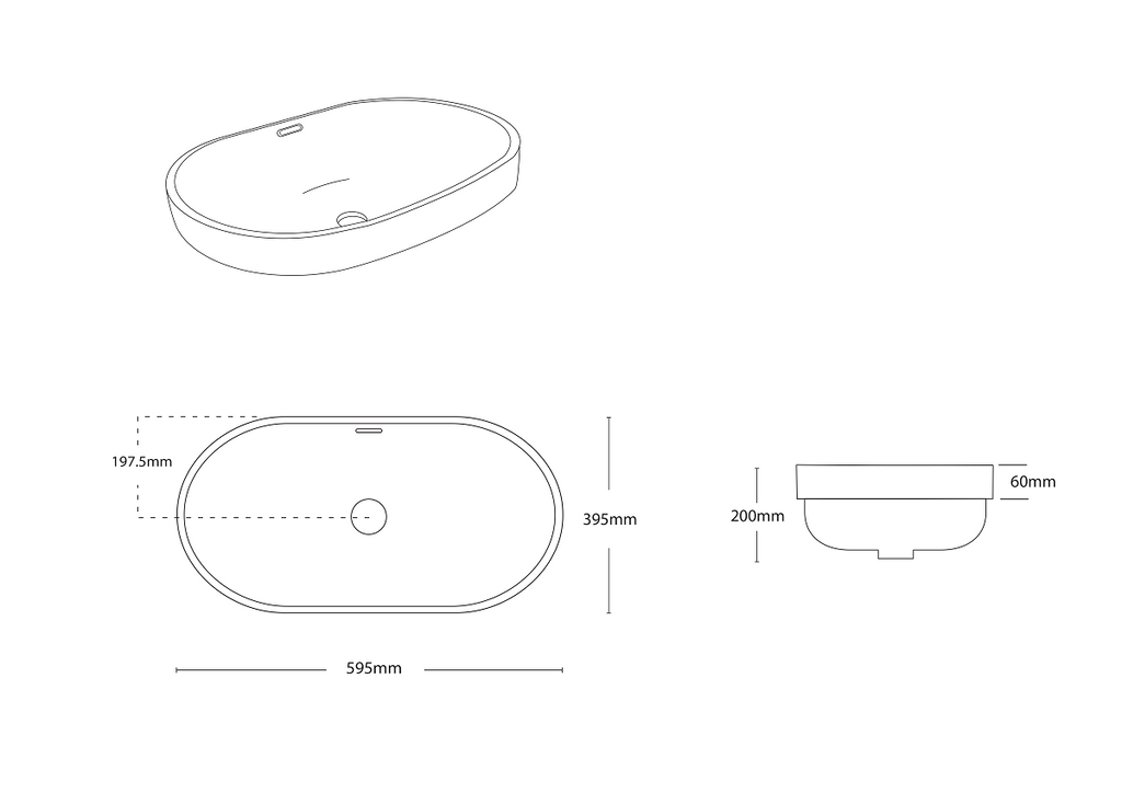Semi-Inset Low Profile OVAL 590 Basin – Better Bathrooms